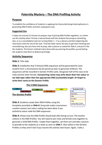 DNA Profiling - Paternity Mystery | Teaching Resources DNA Profiling - Paternity Mystery | Teaching Resources
