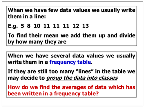 Averages from a frequency table by MrEMaths - UK Teaching Resources - TES
