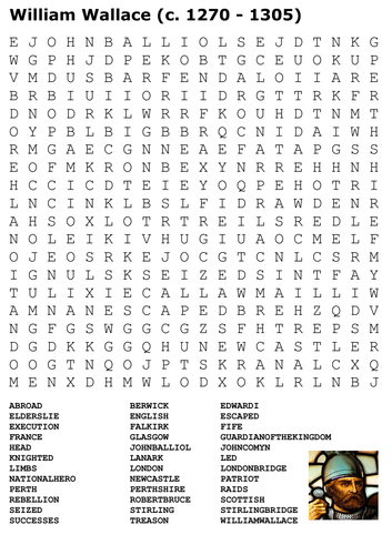 William Wallace Word Search | Teaching Resources