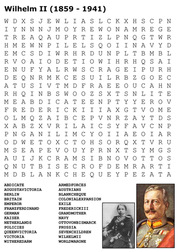 Wilhelm II Word Search | Teaching Resources