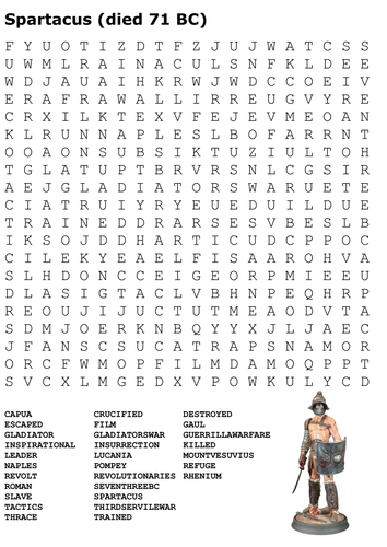 Spartacus Word Search | Teaching Resources