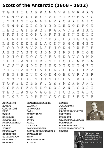 Scott of the Antarctic Word Search | Teaching Resources