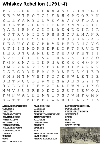 Whiskey Rebellion Word Search by sfy773 | Teaching Resources