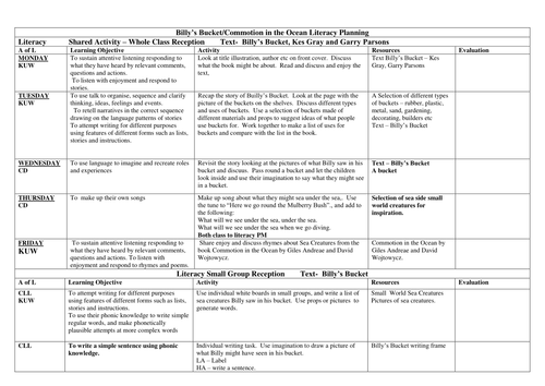 Billy's Bucket Literacy resource EYFS by c0p - Teaching Resources - Tes