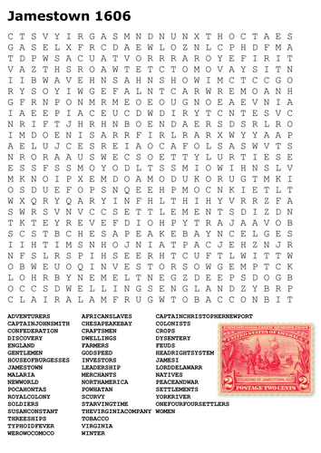 Jamestown Word Search | Teaching Resources