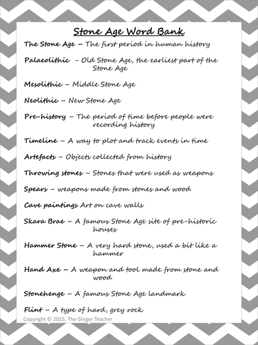 Stone Age Word Bank by TheGingerTeacher - Teaching Resources - Tes