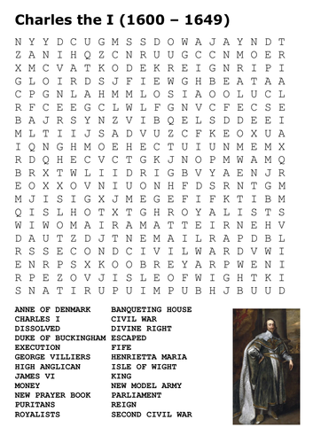 Charles I Word Search | Teaching Resources