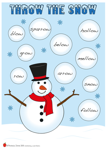 ow Phonics Game 'Throw the Snow' by luciec - Teaching Resources - Tes