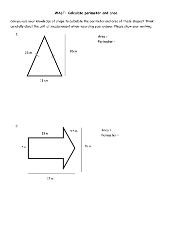 Calculate area and perimeter | Teaching Resources