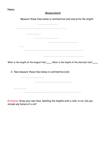 Measuring lines in cm and mm | Teaching Resources