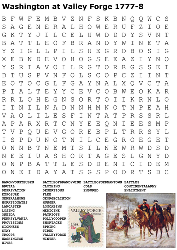 Washington at Valley Forge Word Search | Teaching Resources