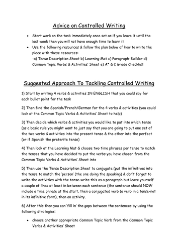 German Paragraph-Builder | Teaching Resources