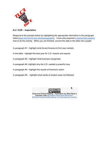 Imperialism - Close and Critical Reading Activity | Teaching Resources