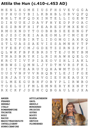 Attila the Hun Word Search | Teaching Resources