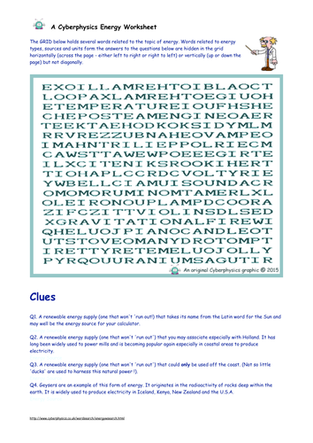 Energy Wordsearch | Teaching Resources