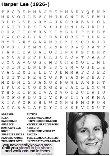 Harper Lee Word Search | Teaching Resources