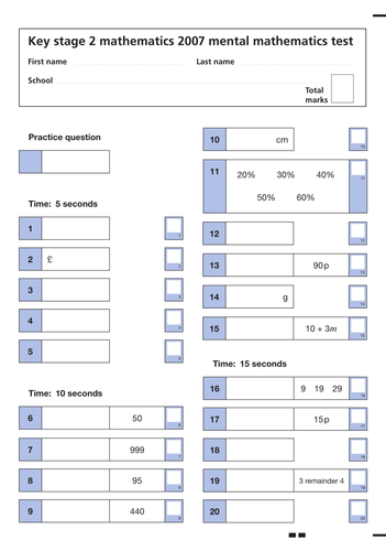 All the 2007 SATs Papers, Mark Schemes and Level Thresholds | Teaching ...