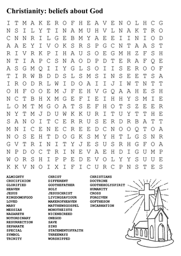 Christianity: Beliefs about God Word Search by sfy773 | Teaching Resources