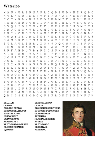 The Battle of Waterloo Word Search | Teaching Resources