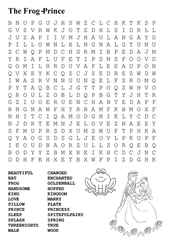 The Frog-Prince Word Search and Color by sfy773 - Teaching Resources - Tes