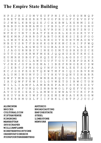 The Empire State Building Word Search | Teaching Resources