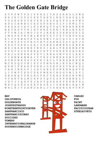 The Golden Gate Bridge Word Search | Teaching Resources