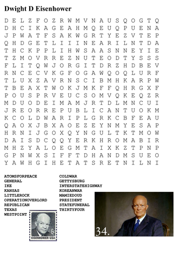 Dwight D Eisenhower Word Search | Teaching Resources