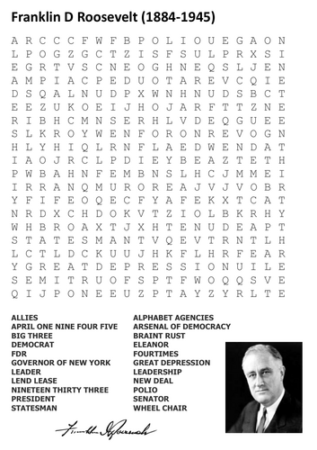 FDR Word Search | Teaching Resources