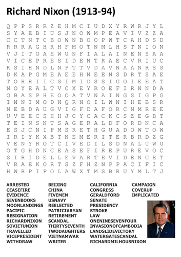 Richard Nixon Word Search | Teaching Resources