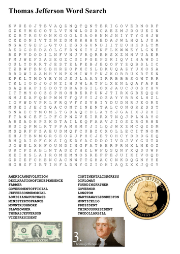 Thomas Jefferson Word Search | Teaching Resources