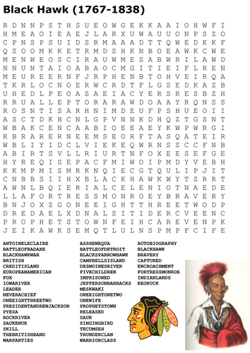 Black Hawk Word Search | Teaching Resources