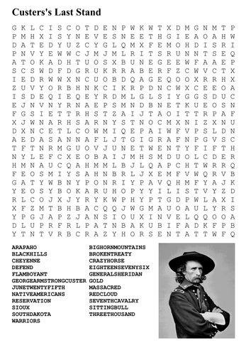 Custers Last Stand (Little Bighorn) Word Search | Teaching Resources