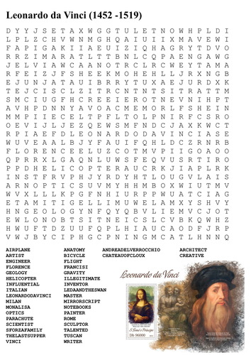 Leonardo da Vinci Word Search | Teaching Resources