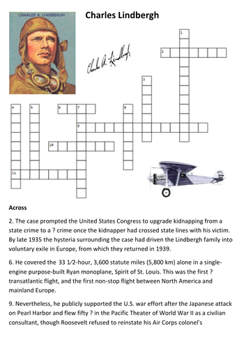 Charles Lindbergh Crossword | Teaching Resources