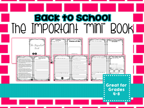 The Important Book: A Back to School Activity | Teaching Resources