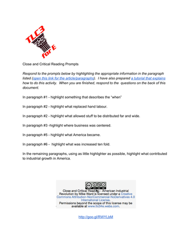 Close and Critical Reading: America's Industrial Revolution | Teaching ...