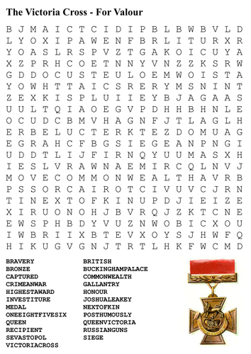 The Victoria Cross Word Search | Teaching Resources