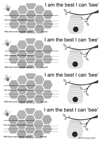 Best I can 'Bee' Certificates 4 per page | Teaching Resources