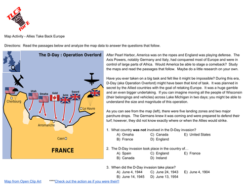 Map Activity: World War II (D-Day & Operation Torch) | Teaching Resources