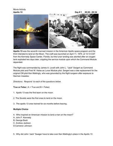 Movie Activity: Apollo 13 | Teaching Resources