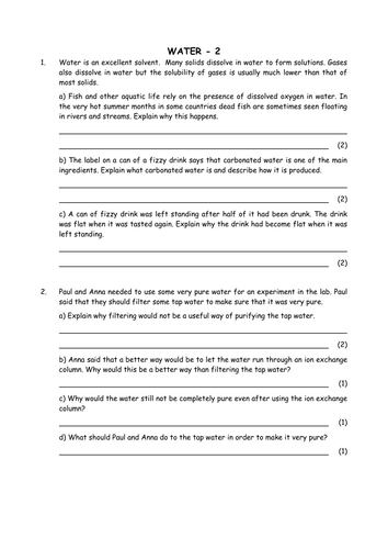 Chemistry: Water as a solvent | Teaching Resources