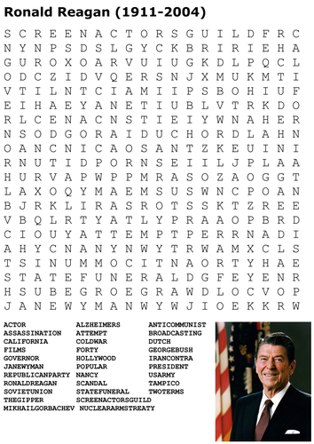 Ronald Reagan Word Search | Teaching Resources Ronald Reagan Word Search | Teaching Resources
