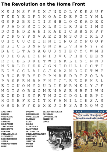 The American Revolution on the Homefront Word Search | Teaching Resources