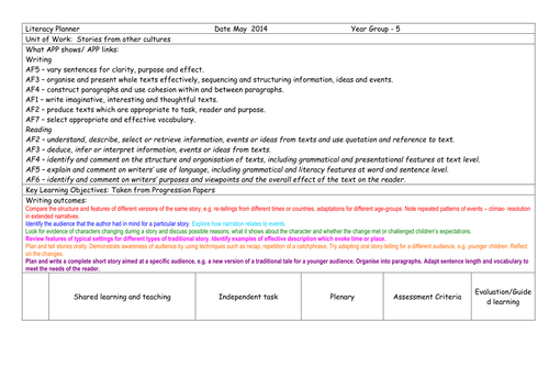 Stories from other cultures planning. by cloweenakniveteena - Teaching ...