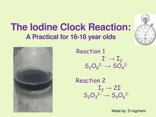 Chemistry: practical - rates of reaction - iodine clock by Drogchem ...