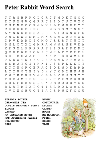Peter Rabbit Word Search by sfy773 | Teaching Resources