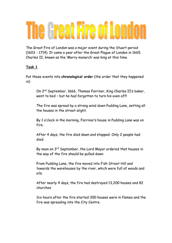 Great Fire of London | Teaching Resources