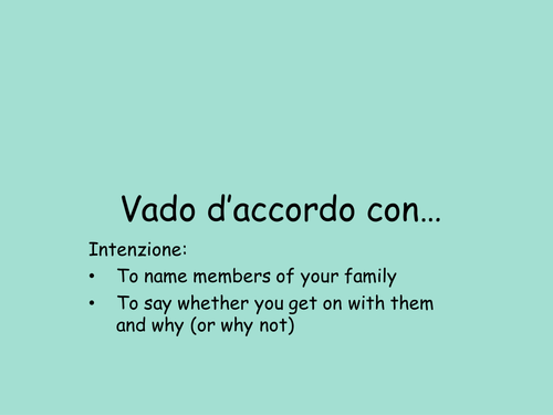 Family relationships (i rapporti) GCSE Italian | Teaching Resources