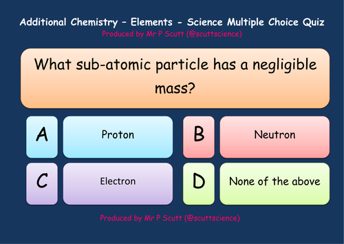 Atoms & Elements multiple choice quiz | Teaching Resources