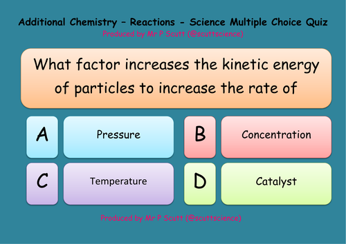 Chemical reactions multiple choice quiz | Teaching Resources